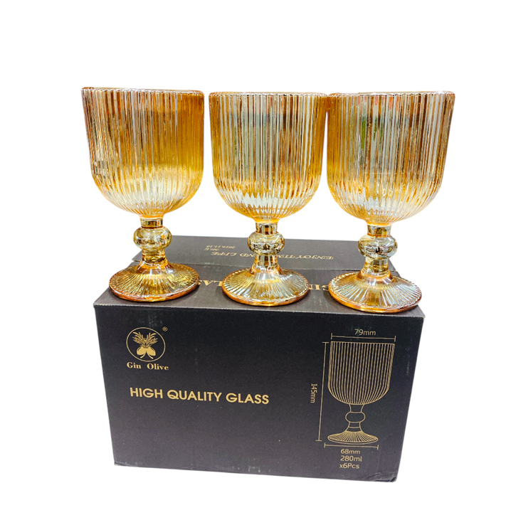 Copa vidrio color x6 270ml - Milenium Import