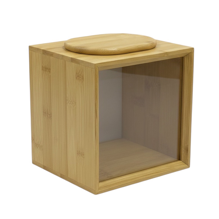 Frasco de vidrio con madera cuadrado - Milenium Import